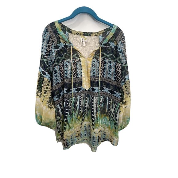 fig and flower | Tops | Fig And Flower Womens Large Boho Lace Back Long ...